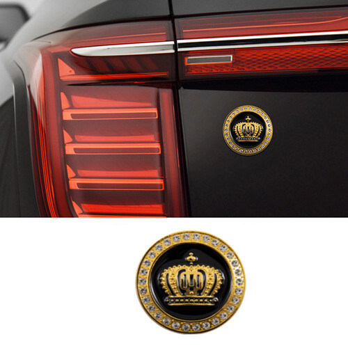 50mm Metal Crystal Crown Luxury VIP Emblem Car Badge Motorcycle 3M ...