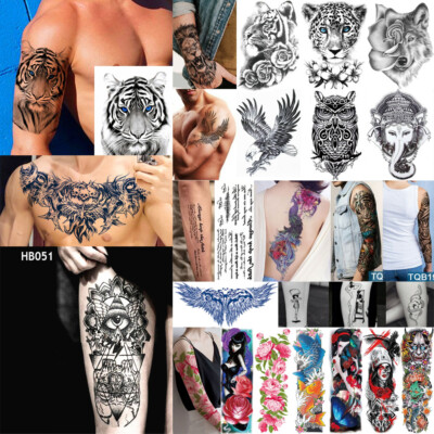 Temporary Full Arm Tattoo Sticker Waterproof Large Leg Fake Tattoos ...