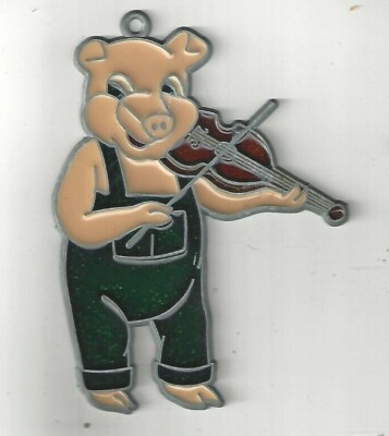 Pig Playing Fiddle Suncatcher w/Suction cup (New Old Stock) | eBay