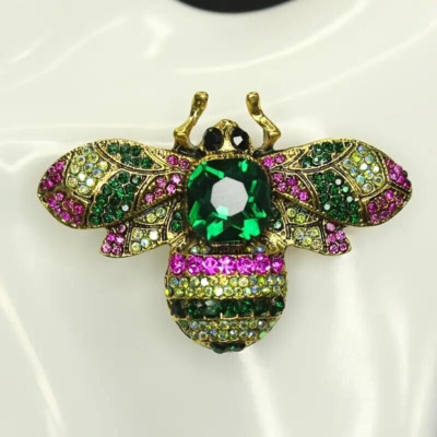 Vintage Colorful Rhinestone Bee Brooch Pin Jewelry Men Women Unique ...