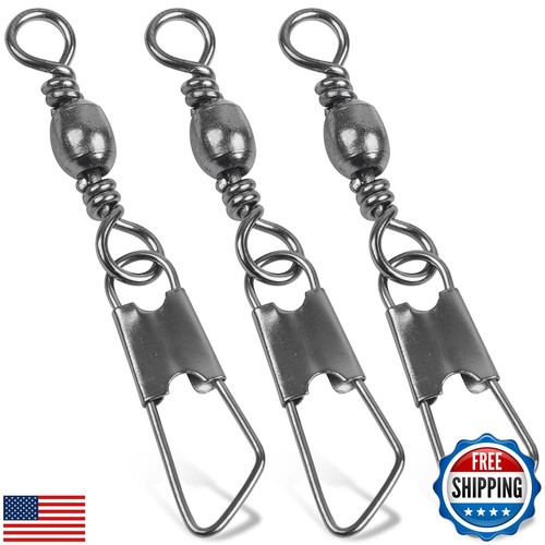 JSHANMEI Fishing Swivels Snap Swivels, Barrel Swivels with Safety Snaps ...