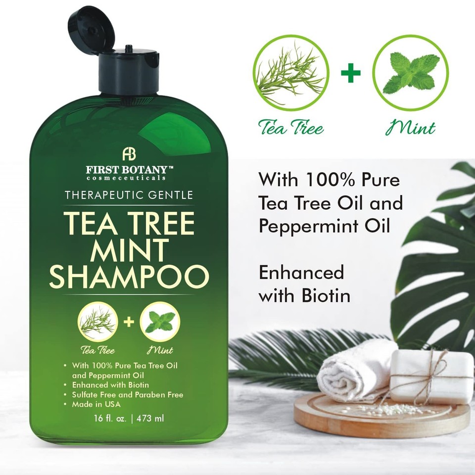 Tea Tree Mint Shampoo and Conditioner - Pure Tea Tree Oil & Peppermint ...