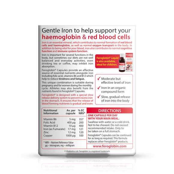 Vitabiotics Feroglobin B12 - Iron Supplements - 30 Capsules, for ...