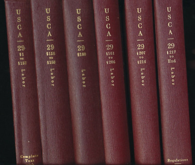 Lot of 6 United States Code Annotated USCA Title 29 LABOR 1-End HC Law ...