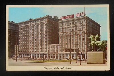 1960s Congress Hotel and Annex Michigan Ave. at Congress Old Cars Bus ...