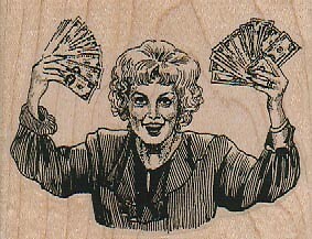 Lucky Las Vegas Winner 3 x 2 1/4" Rubber Stamp, Woman Stamp, People ...