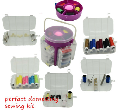 210PC DELUXE SEWING KIT SET STORAGE CADDY BOX THREAD NEEDLES PINS ...