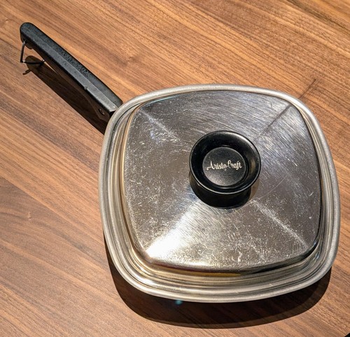 9.5" Vintage MCM Aristo-Craft Square Stainless Steel Frying Pan Skillet ...