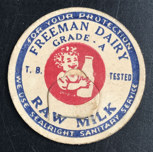 Freeman Dairy Raw Milk Bottle Cap 1 5/8" Baby w/Bottle Maverick KC, MO ...