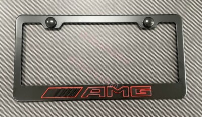 1x (black/red) AMG 3D Emblem BLACK Stainless License Plate Frame RUST ...