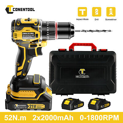 21V 2 Battery Cordless Drill Combi Driver High Power Electric ...