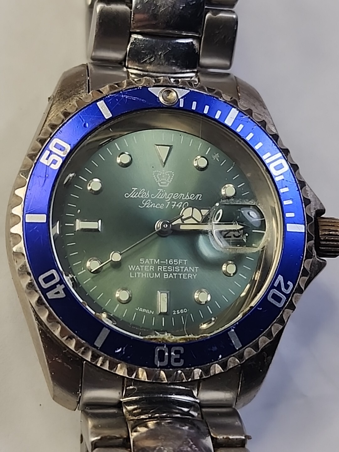 Men's Jules Jurgensen Diver Watch Screw-Down Crown Quartz New Battery ...