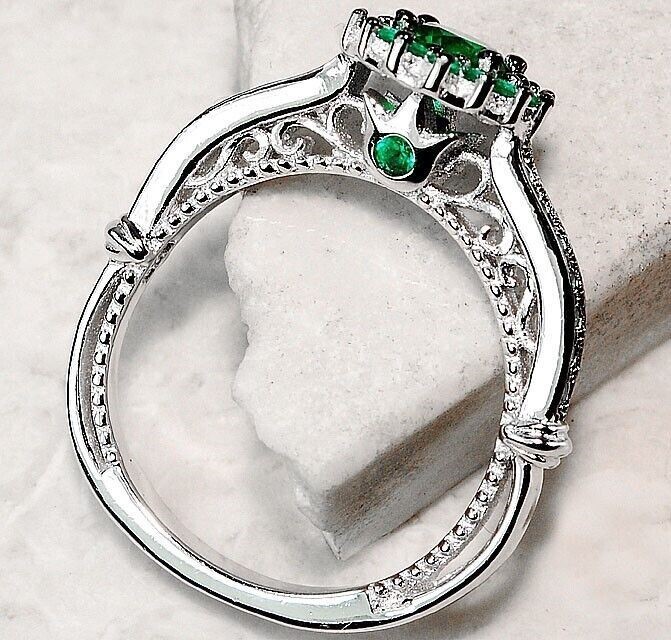 1CT Treated Emerald 925 Solid Sterling Silver Ring Jewelry Sz 7 MP1 | eBay