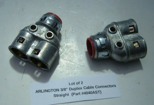 Lot of 2 ARLINGTON 3/8" Snap-In Duplex Cable Connectors - Straight ...