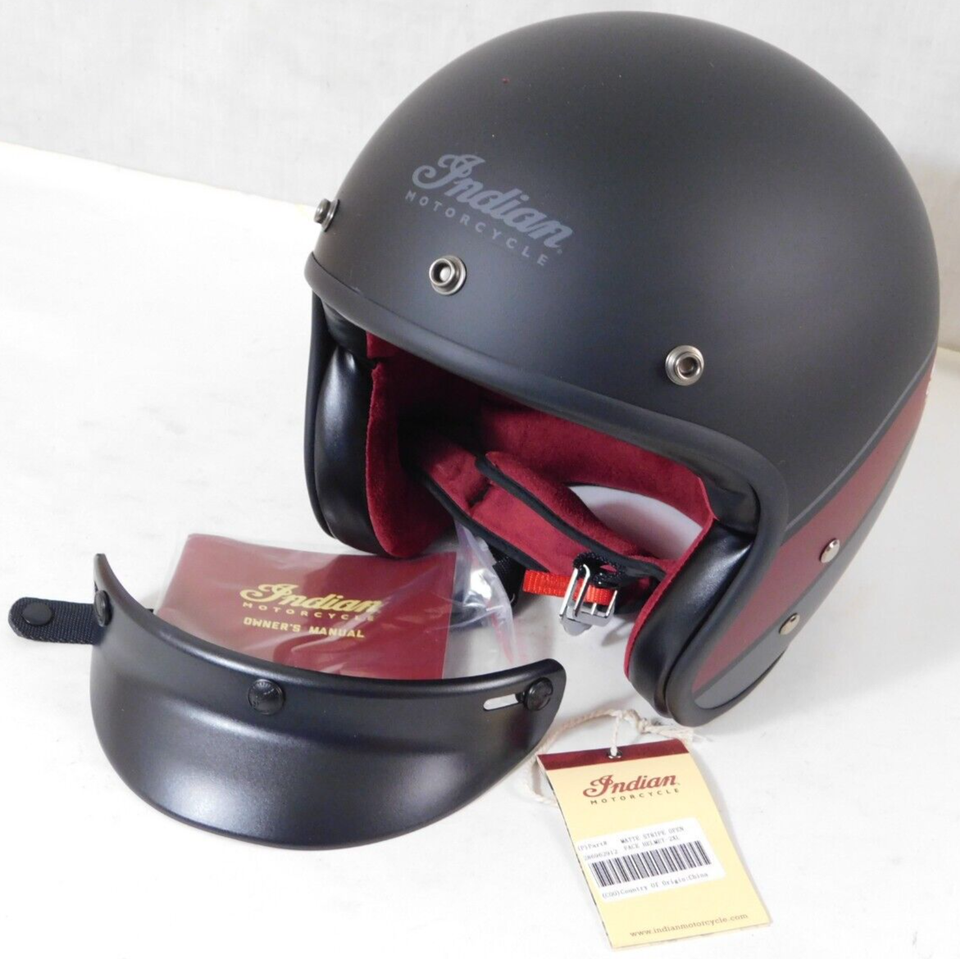 NEW Genuine Indian Motorcycle Retro Open Face Helmet Matte w/ Stripe ...