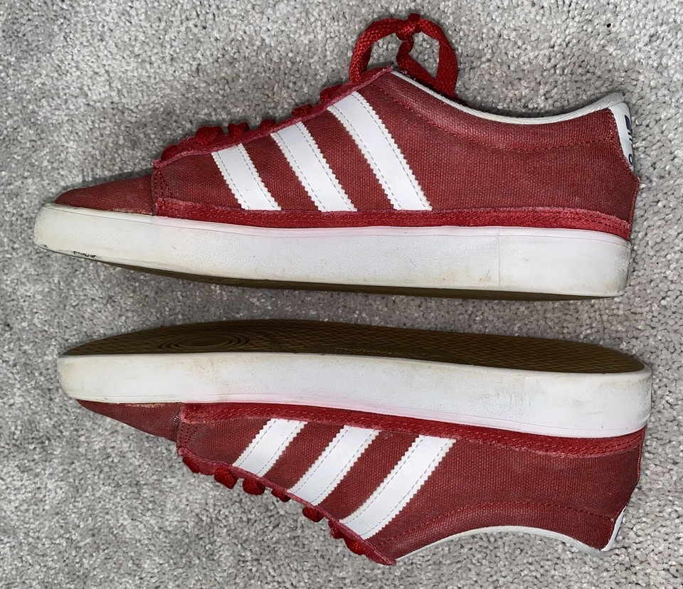 Adidas canvas red skate sneakers size 8 | eBay