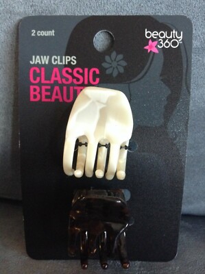 CVS BEAUTY 360 CLASSIC BEAUTY 2 CT BROWN WHITE MARBLED HAIR JAW CLIPS ...