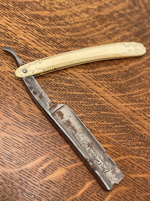 LARGE WEDGE 1" MAHER & GROSH BARBERS NOTCH STRAIGHT RAZOR W/ BLOND ...