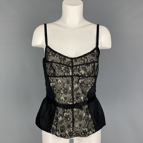 D&G by DOLCE & GABBANA Size 8 Black White Polyamide Bend Lace Bustier ...