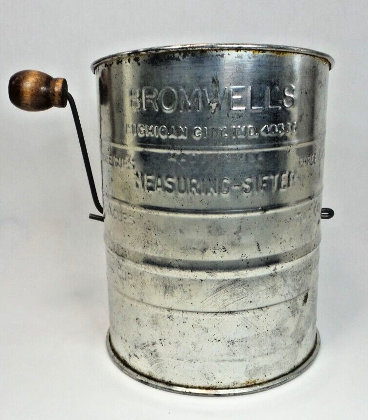 Vintage Bromwell's 5-Cup Metal Measuring Flour Sifter W/Black Handle | eBay