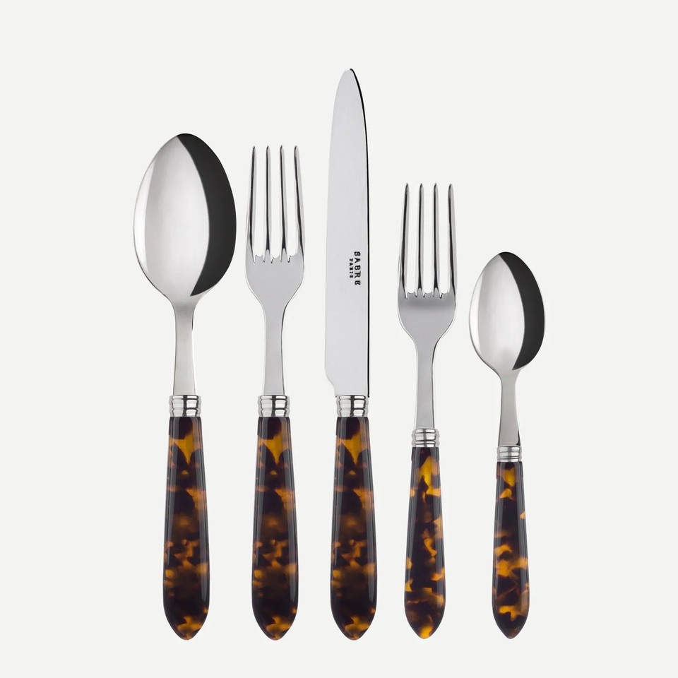 SABRE PARIS - 5-Piece Flatware Set For 1 - Tortoise Collection - Knives ...