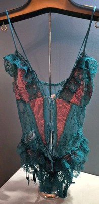 VTG Frederick's of Hollywood Green Crotchless Lace Slit Bust Teddy ...