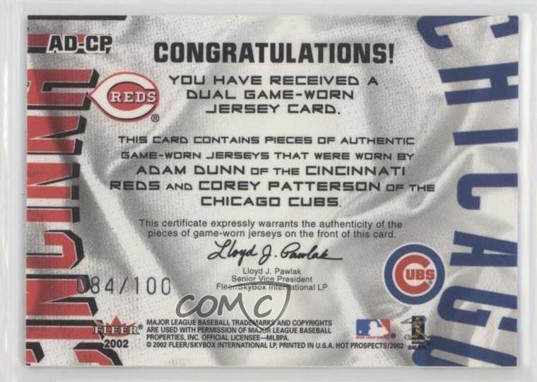 2002 Fleer Hot Prospects MLB Hot Tandems /100 Adam Dunn Corey Patterson #AD-CP | eBay