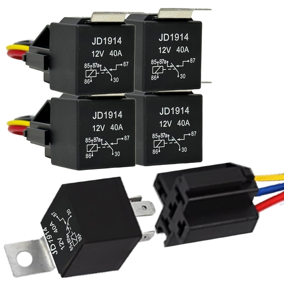 5 Pack 5 PIN 12V Relay with Harness, 40AMP 12 Volt Relay Automotive ...