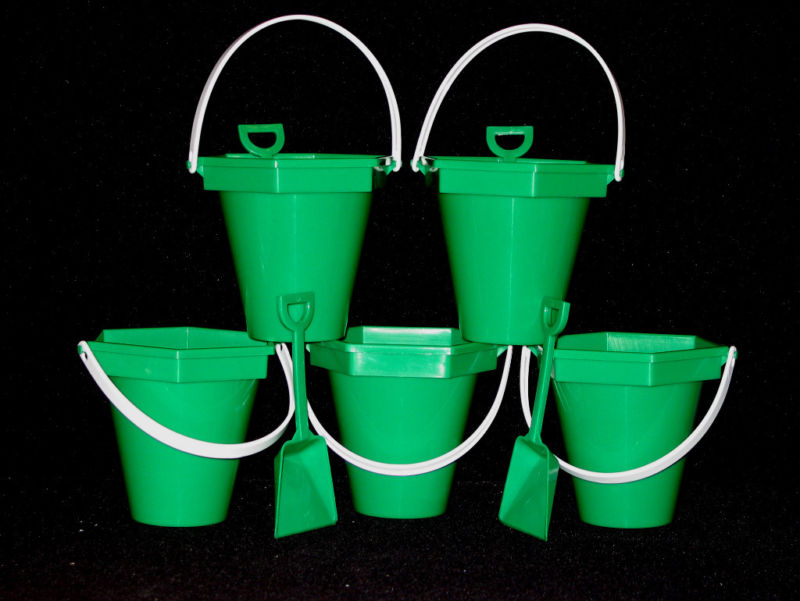 3 Small Green Sand Buckets Shovels I Dig You Stickers Mfg in USA Unique ...