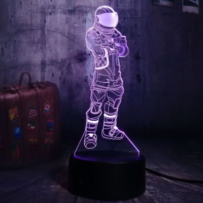 ASTRONAUT FN BOT GAMER 3D Acrylic LED 7 Colour Night Light Touch Table ...