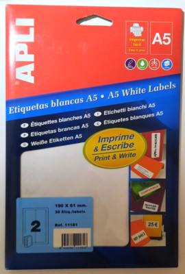 White labels dimension of each 190x61mm A5 pack with 30 labels office ...