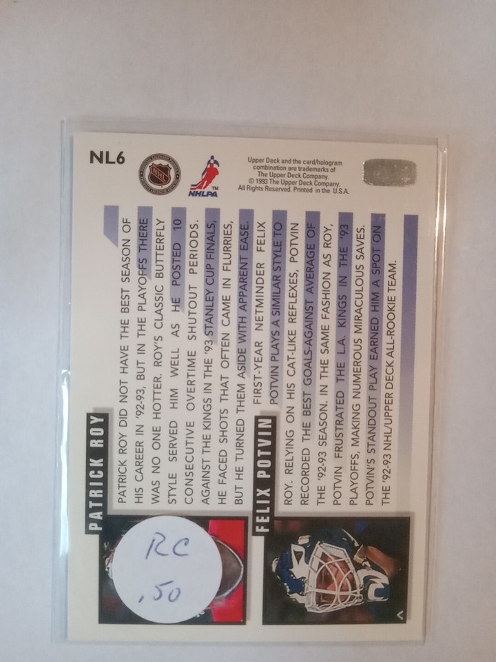 1993-94 Upper Deck Next In Line Patrick Roy / Felix Potvin #NL6 | eBay