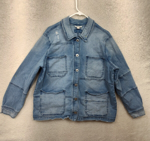 Style & Co Women Jacket Extra Large Blue Cotton B Long Sleeve Military ...