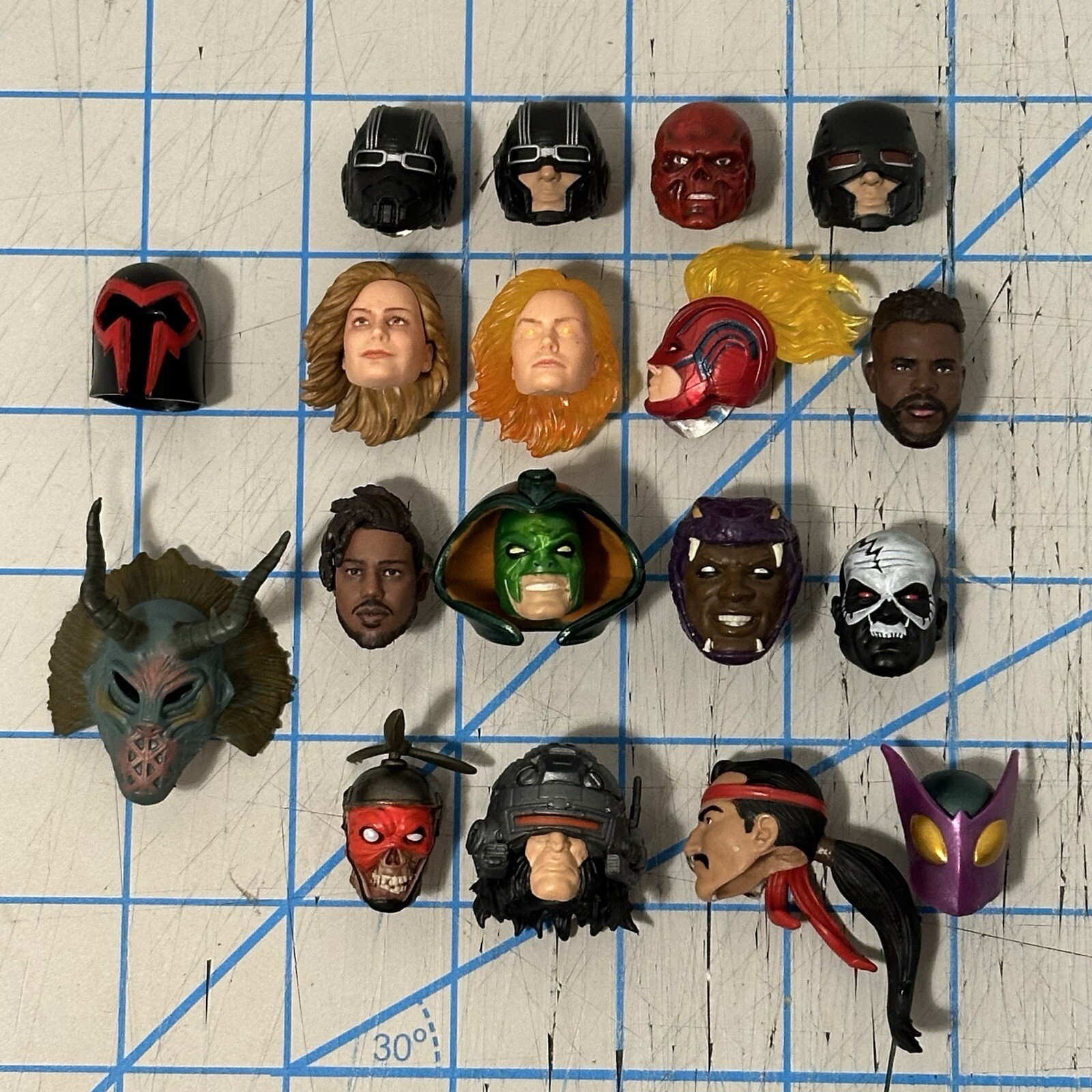 Marvel Legends Heads Custom Fodder Lot Of 16 Heads + Mask & Magneto ...
