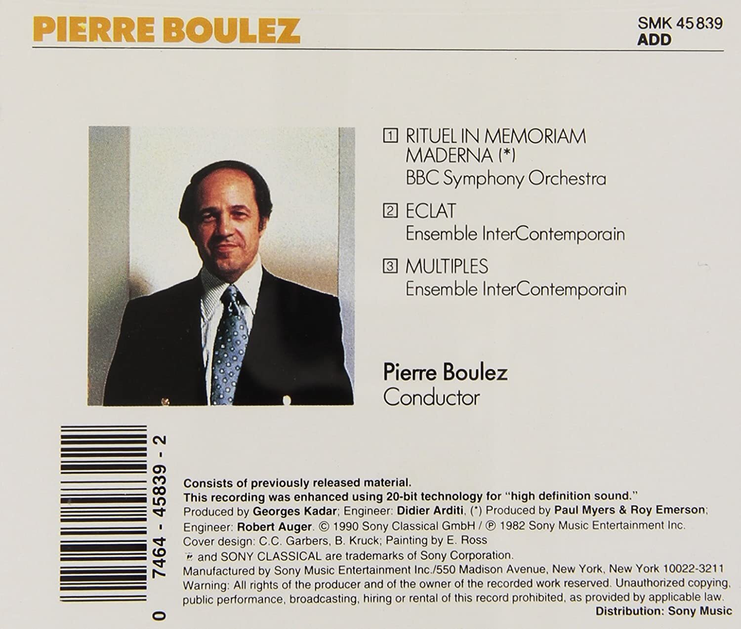 Boulez, Pierre Pierre Boulez: Rituel / Eclat / Multiples - Ense (CD) (US IMPORT) 74644583922 | eBay