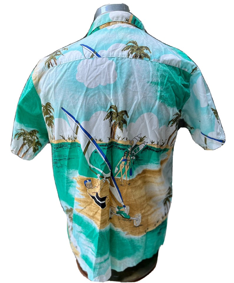 Repage Hawaiian Shirt Land Windsurfing Skateboarding Mens Large | eBay