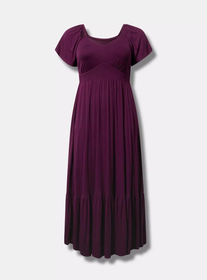 Torrid Tiered Maxi Dress Flutter Sleeve Purple NWT New 0X | eBay