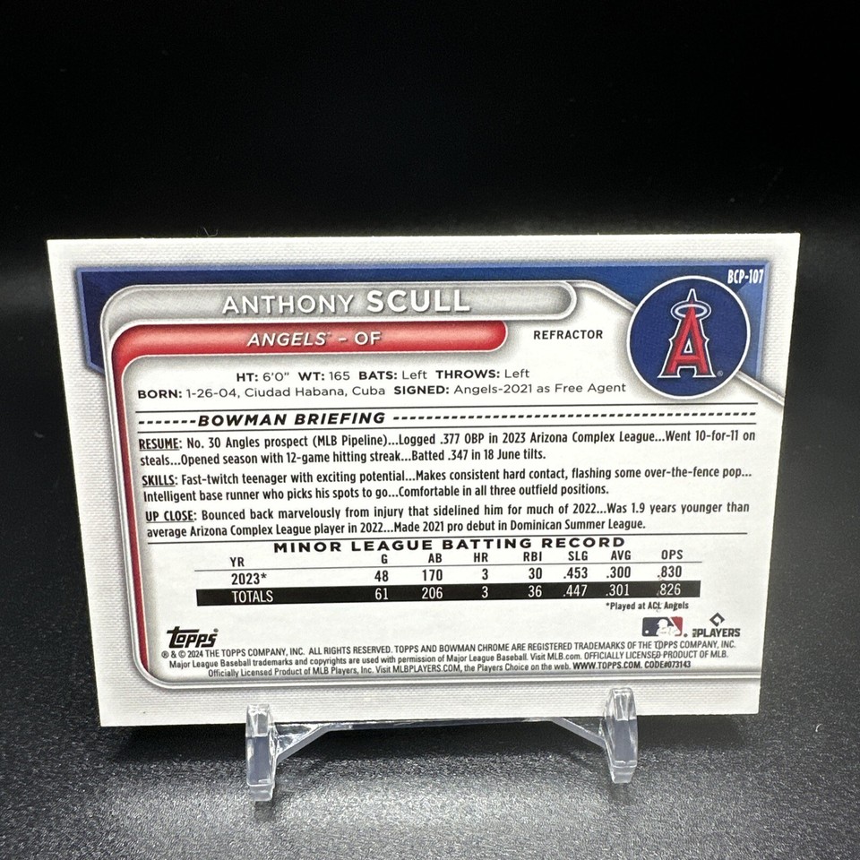 2024 Bowman - Chrome Prospects #BCP-107 Anthony Scull (RC) 430/499 ...