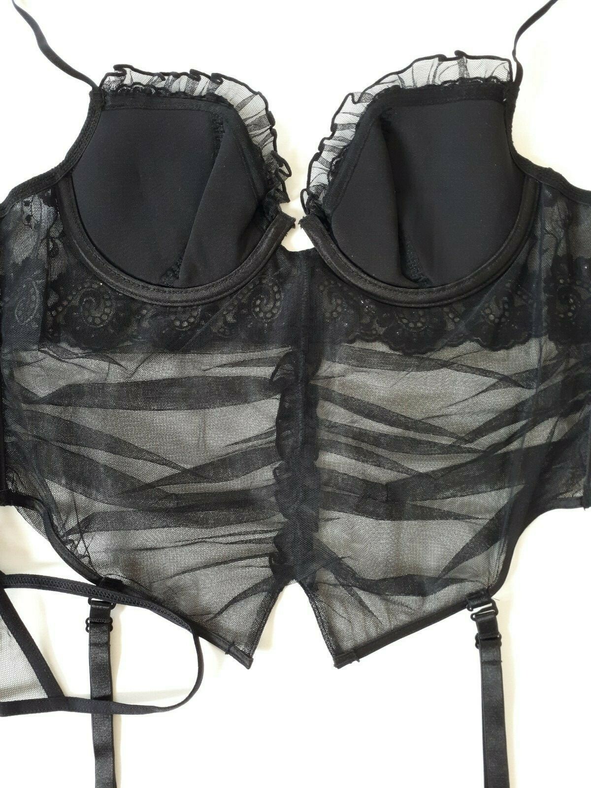 Shirley of Hollywood Black Silver Ruched Bustier Size 36 Designer ...