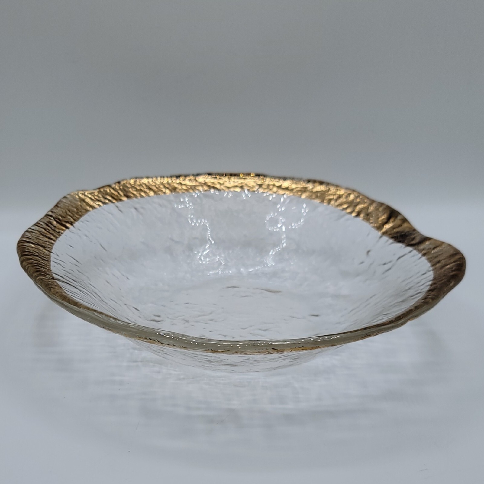 Crystal IVV Glacier Ice Serving Bowl Italy 10K Gold Trim Mid Century ...
