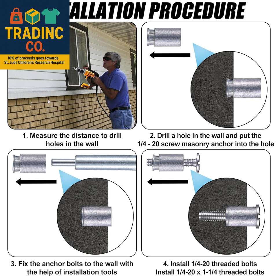 25 Piece Kit - Hurricane Shutter Hardware Hurricane Sidewalk Bolt Kit ...