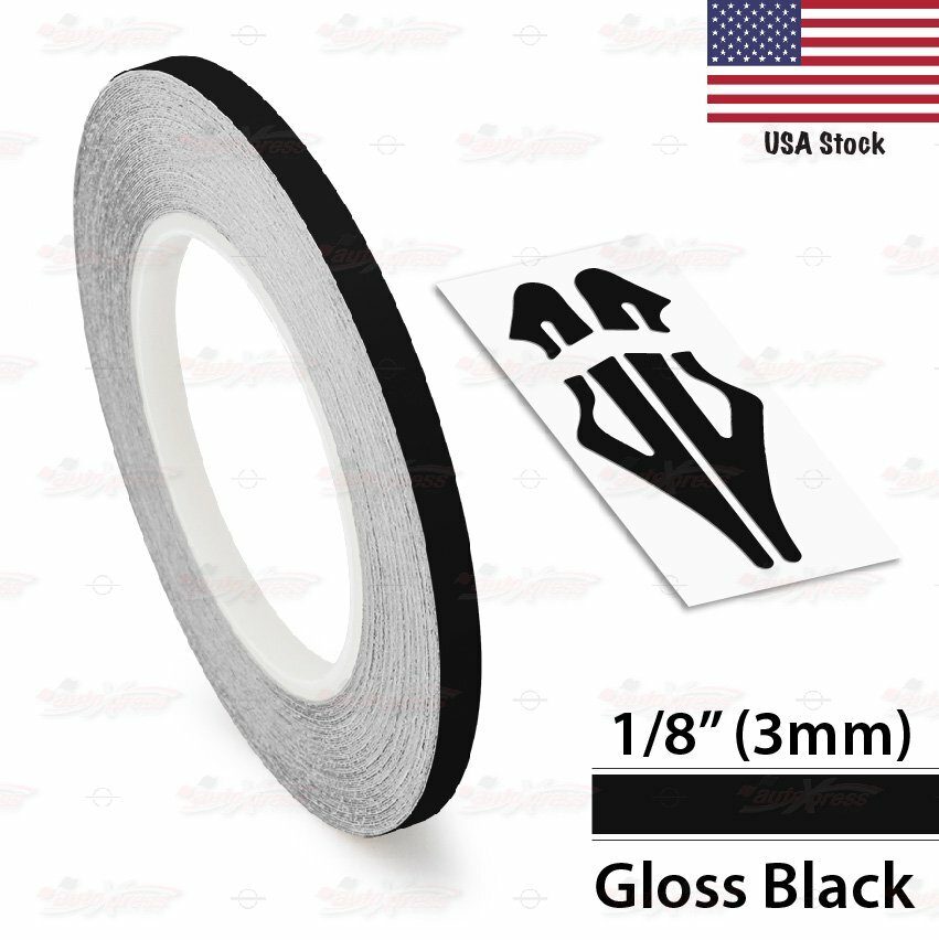 GLOSS BLACK Roll Vinyl Pinstriping Pin Stripe Car Motorcycle Tape Decal ...