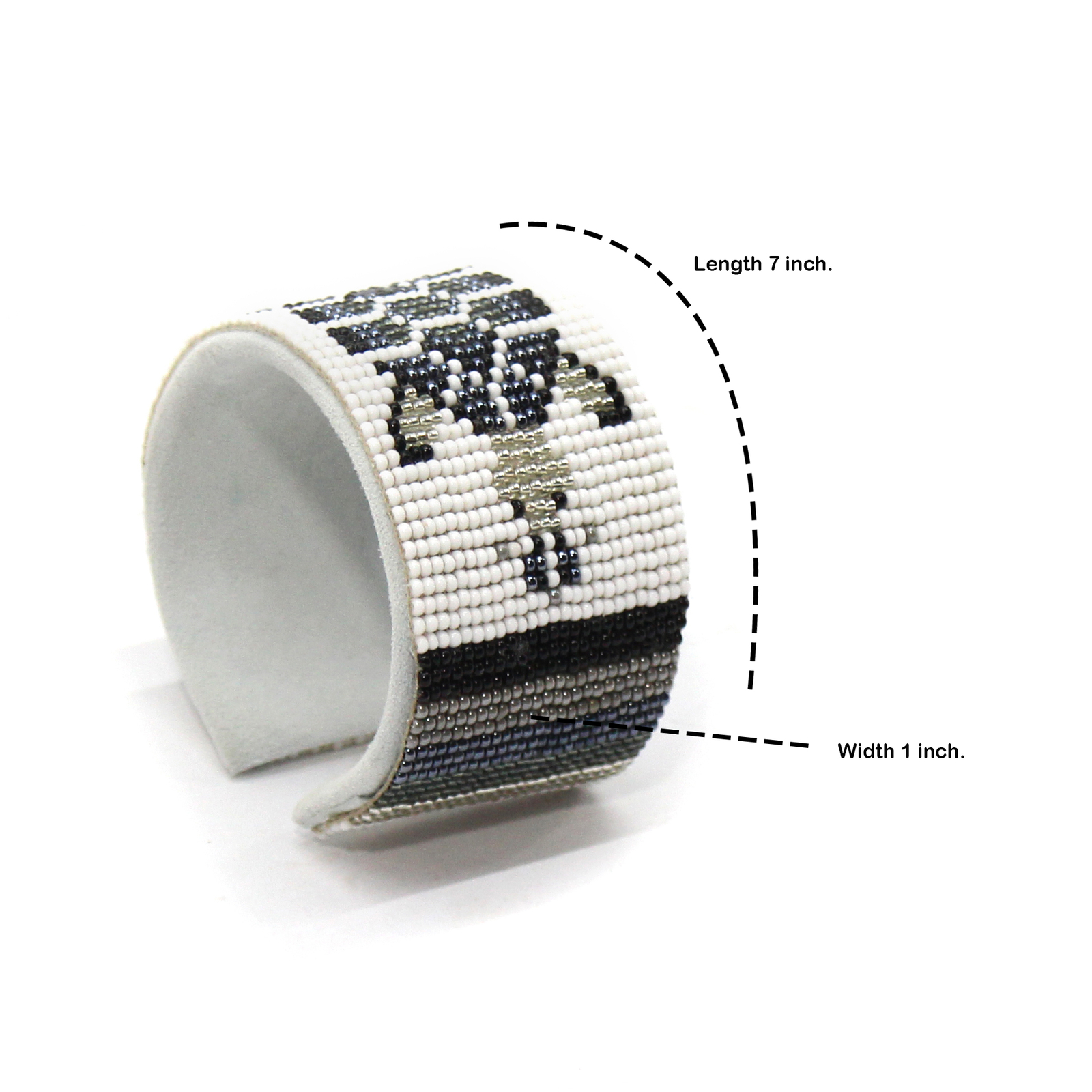 NATIVE STYLE HANDMADE GRAY WHITE TURTLE BEADED CUFF LEATHER BRACELET ...