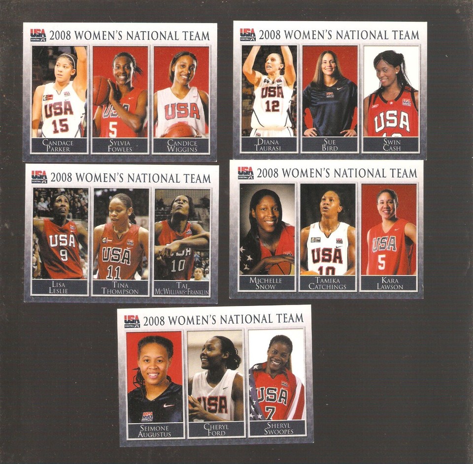 sue,bird, diana taurasi, candace parker,2008 wnba usa national team set ...