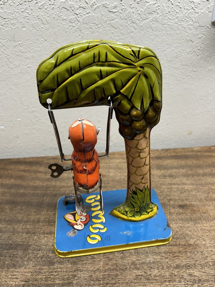 Vintage 1940's Bombo Tin Wind-up Monkey Toy with Key ~ Untested | eBay