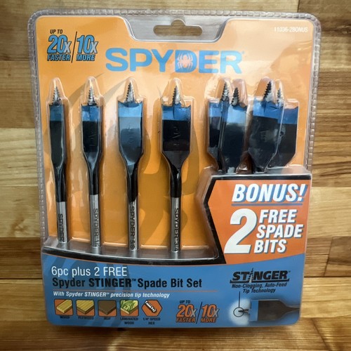 Spyder Stinger 8 Pc. Assorted 6-in Woodboring Spade Drill Bit Set 1/4 ...