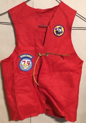 Cub Scouts Of America Red Vest Cat #537 Boys Size Medium 50% Wool 50% ...