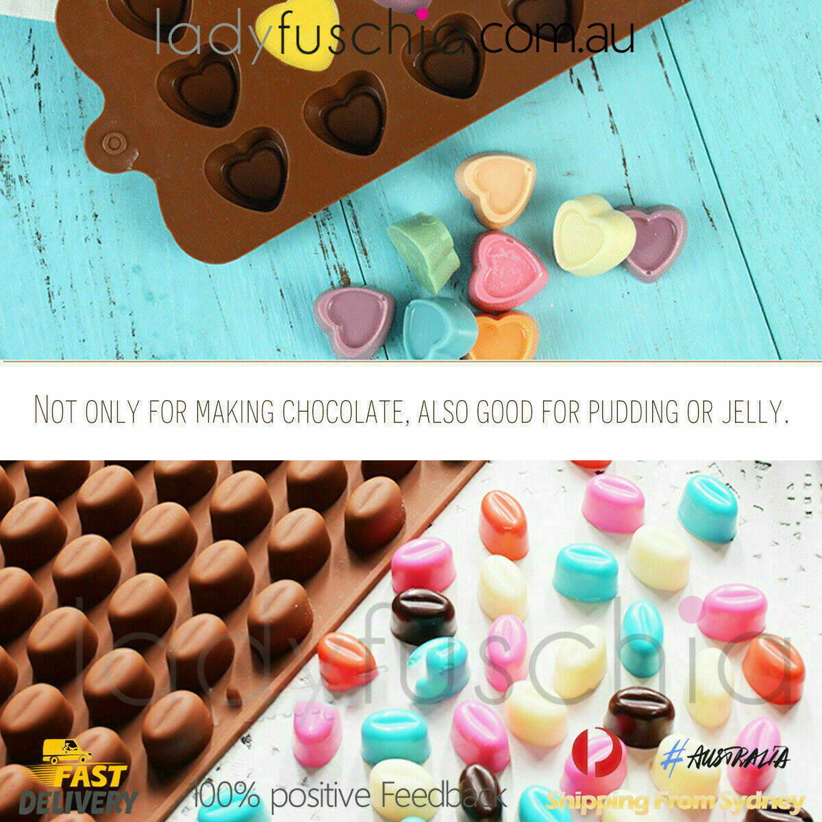 Silicone Chocolate Mould Cake Ice Tray Jelly Candy Cookie Baking Multi ...