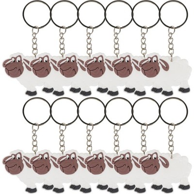 12 Pcs Animal Key Ring Cartoon Keyring Sheep Charms Keychain Pendant ...