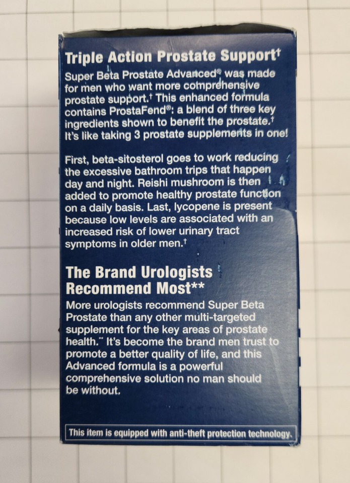 Super Beta Prostate Advanced - 3x Key Ingredients 120 Capsules Exp 10/ ...